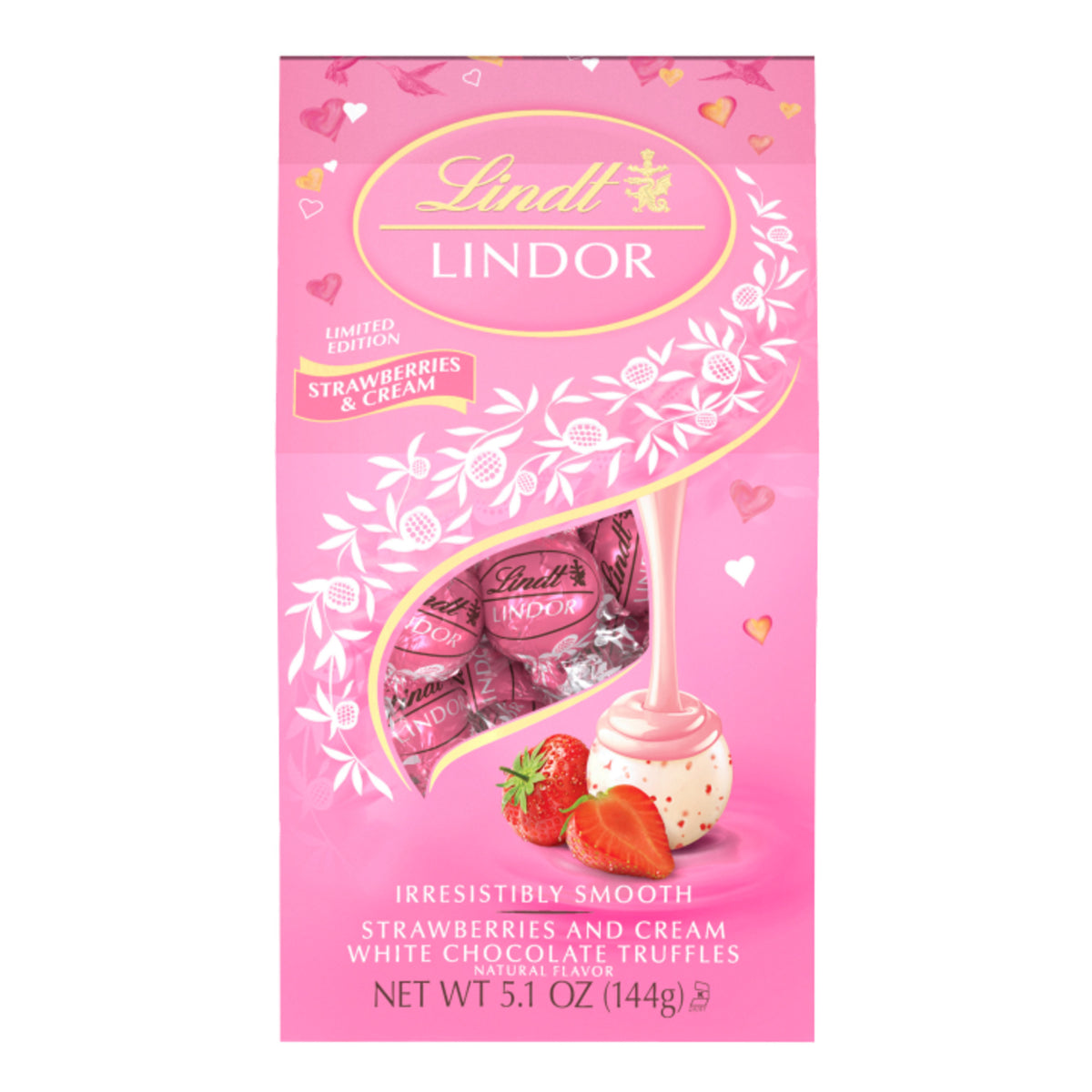 Valentine Lindor Truffles Strawberry and Creme 5.1oz Bag — Sweeties ...