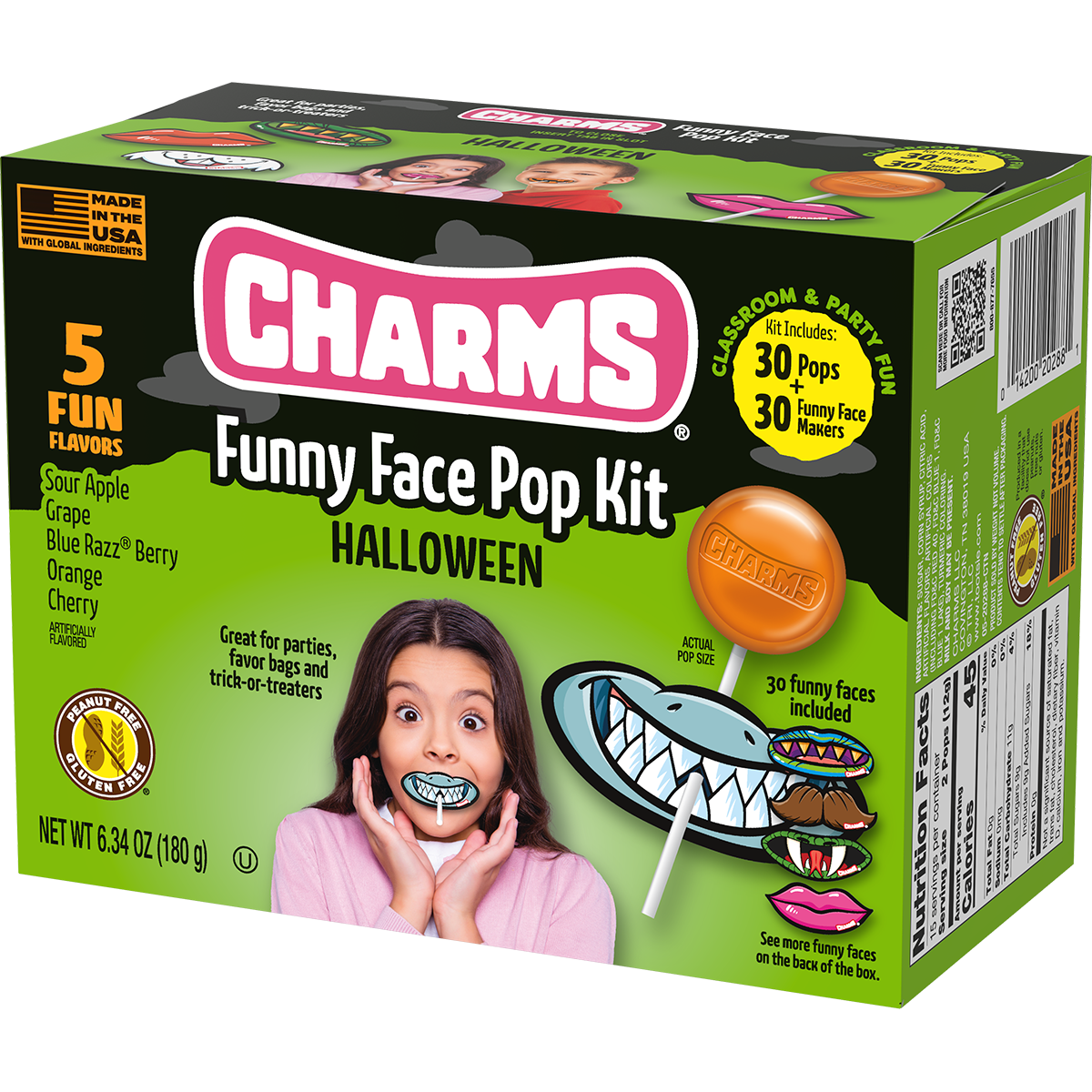 Halloween Assorted Charms Funny Face Pops 30ct Kit — Sweeties Candy of ...