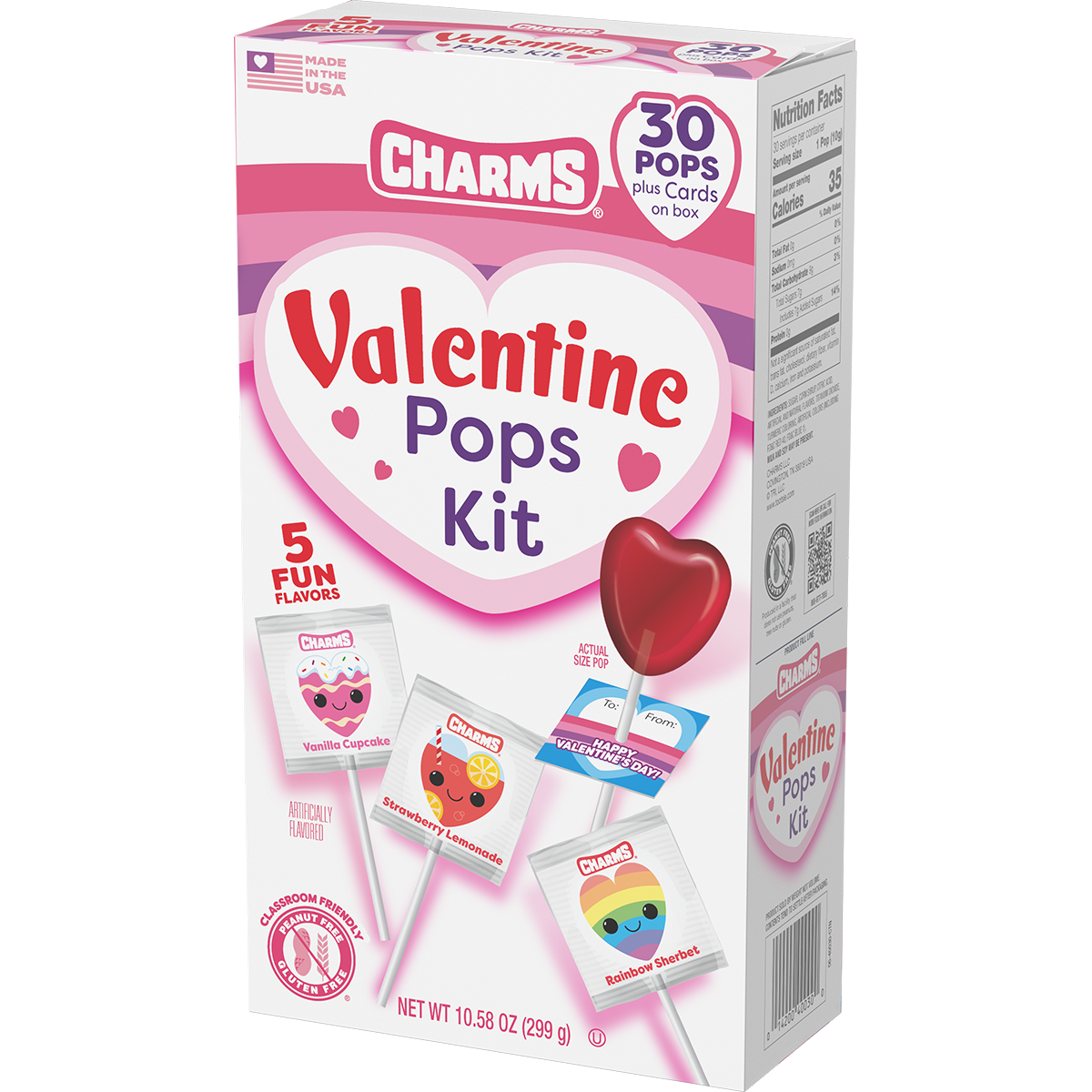 Charms Valentine Heart Pops 30ct Exchange Box — Sweeties Candy of Arizona
