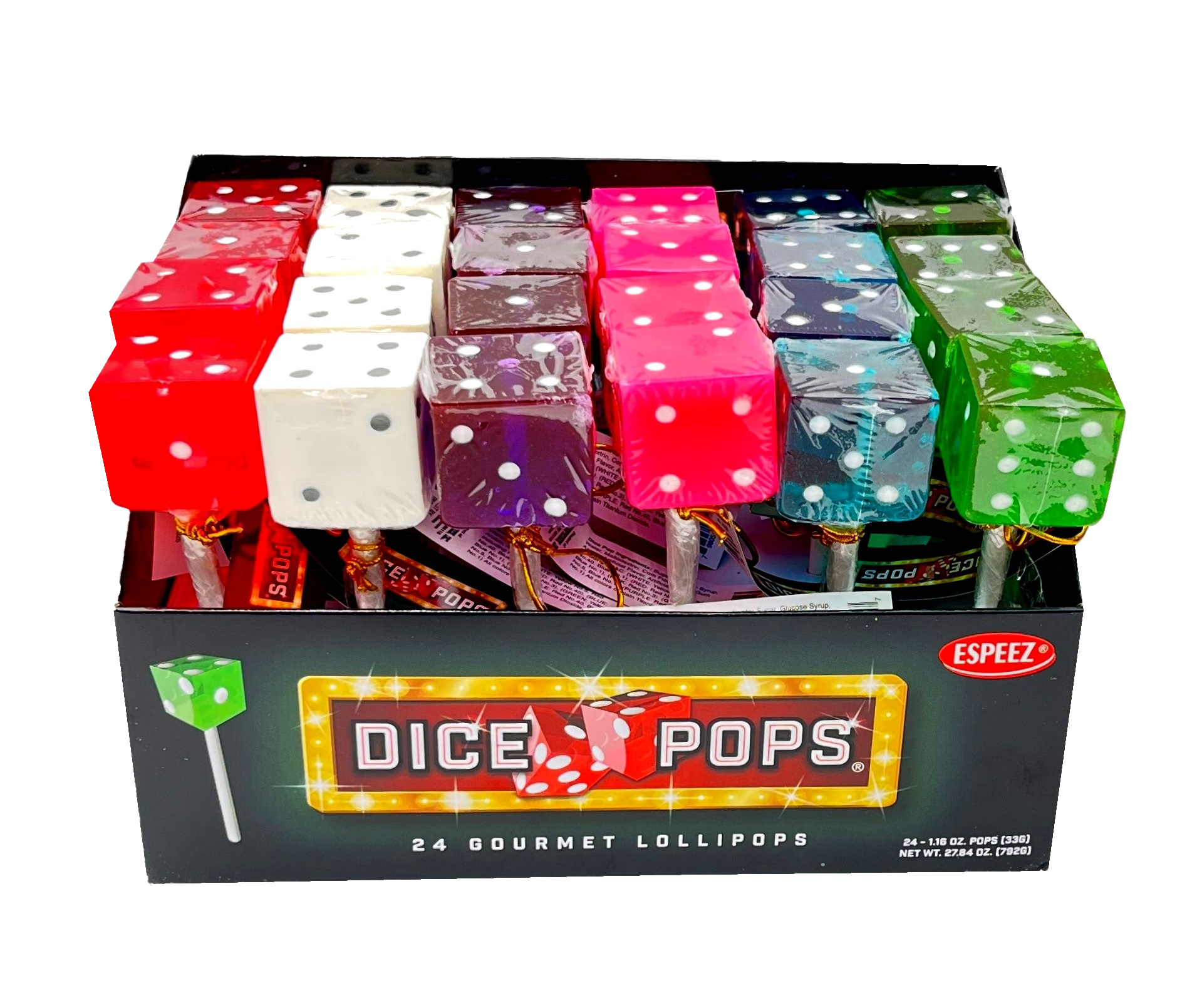 Dice Pops Assorted 1.16oz Pop or 24ct Box — Sweeties Candy of Arizona