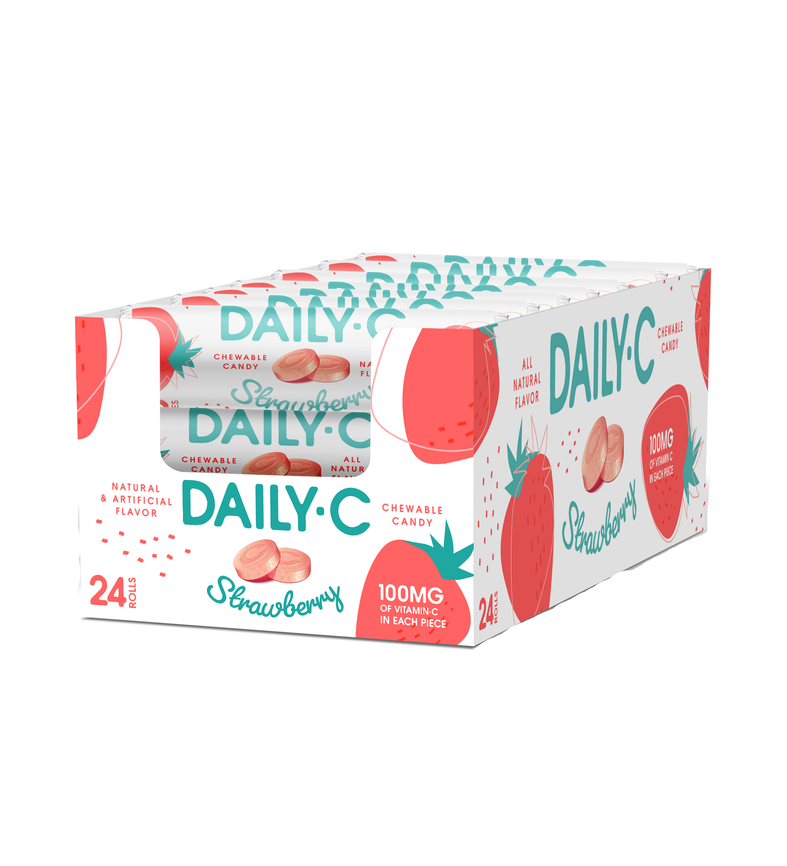 Daily C Rolls Strawberry 12ct Roll or 24ct Box — Sweeties Candy of Arizona