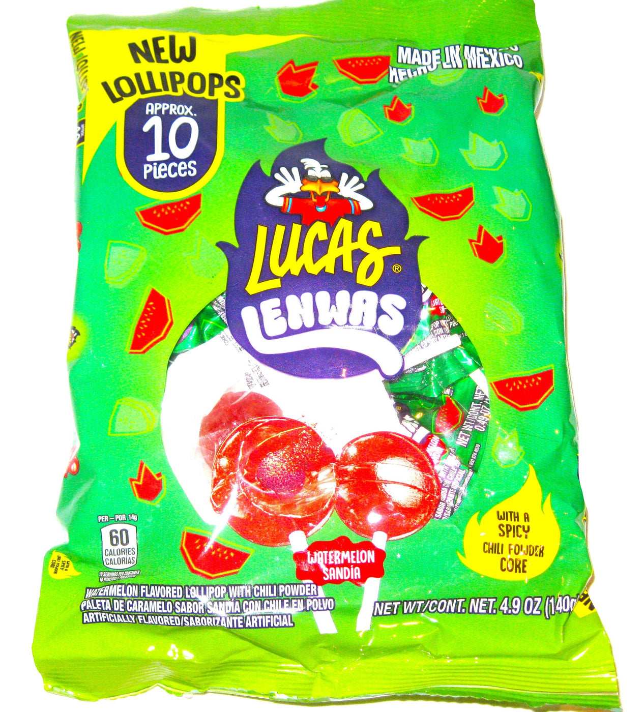 Lucas Lenwas Spicy Watermelon Lollipops 4.9oz Bag — Sweeties Candy of ...