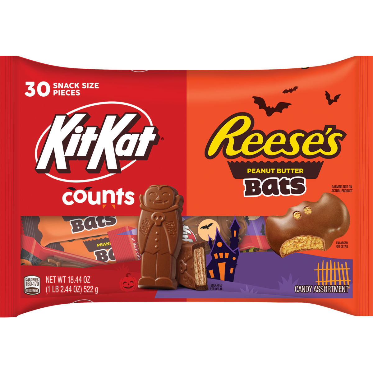 Halloween Kit Kat Counts And Bats Snack Size Assortment 18.44oz Bag ...