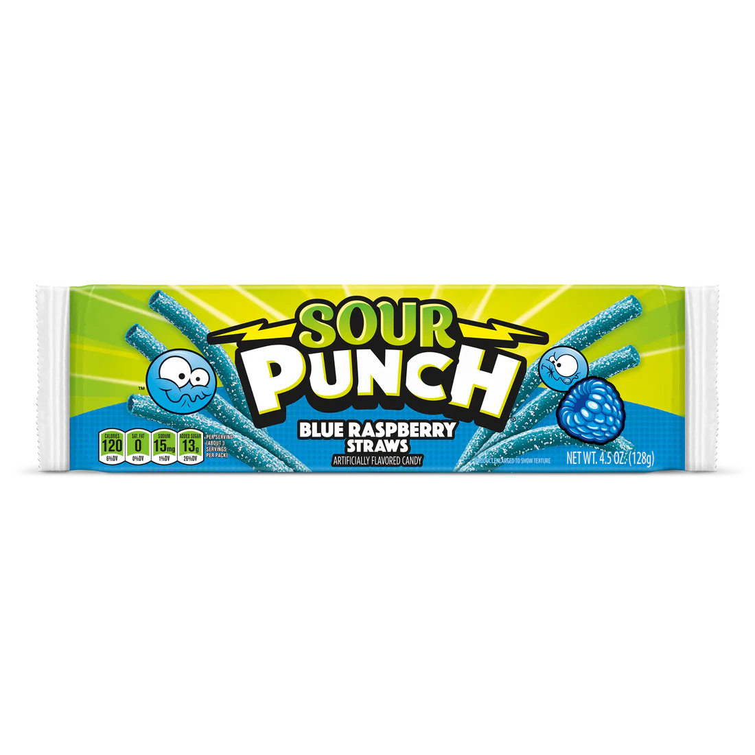 Sour Punch Straws Blue Raspberry Straws 4.5oz Tray or 12ct Box ...