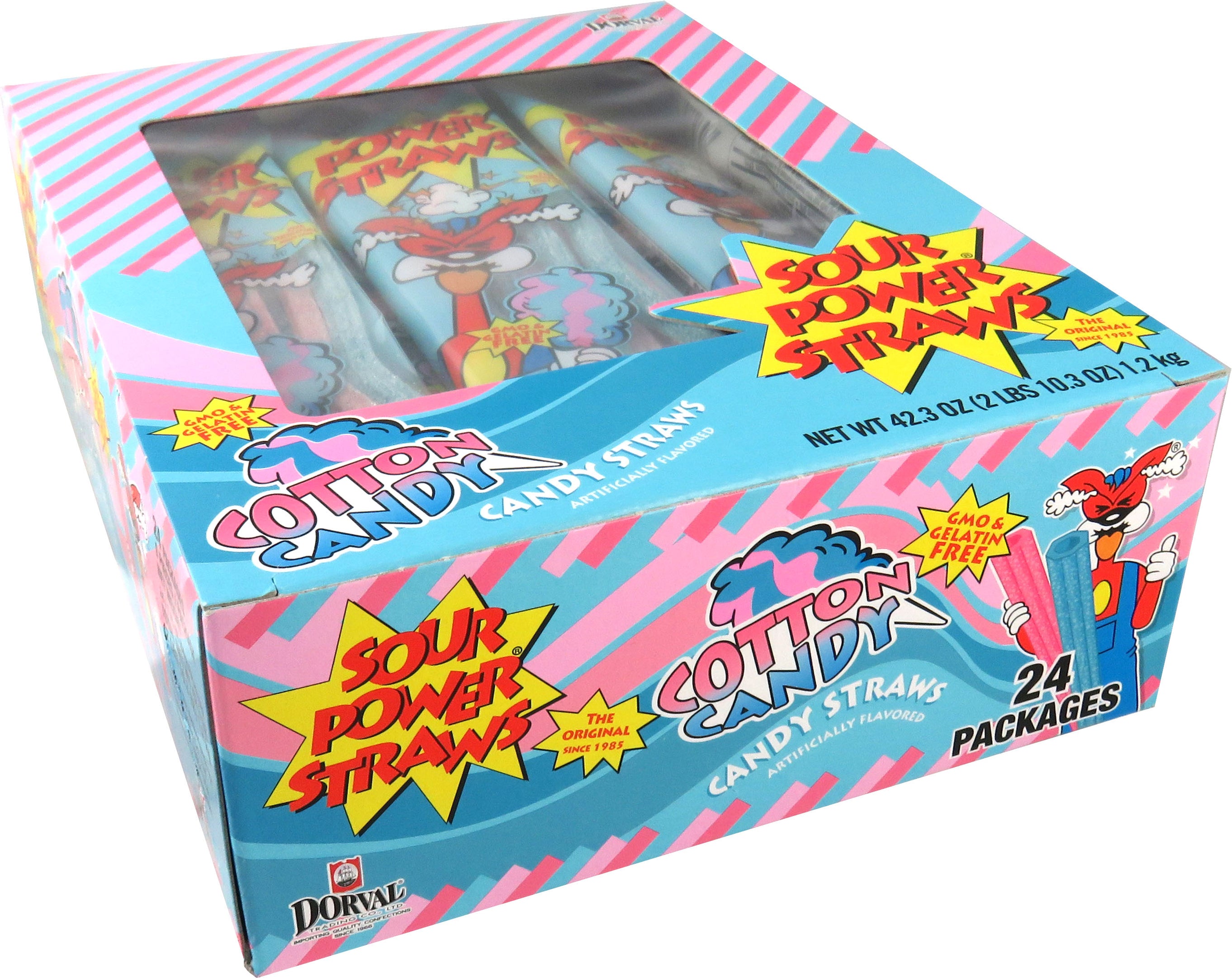 Sour Power Straws Cotton Candy 1.75oz pack or 24ct box — Sweeties Candy ...