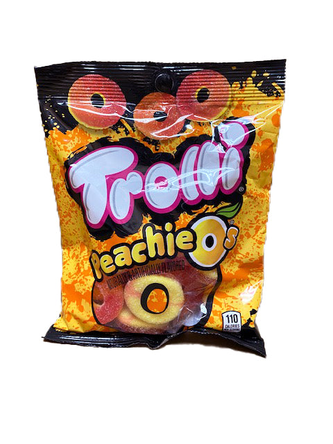 Trolli Gummy Peach Rings 4.25oz bag or 12ct case — Sweeties Candy of ...