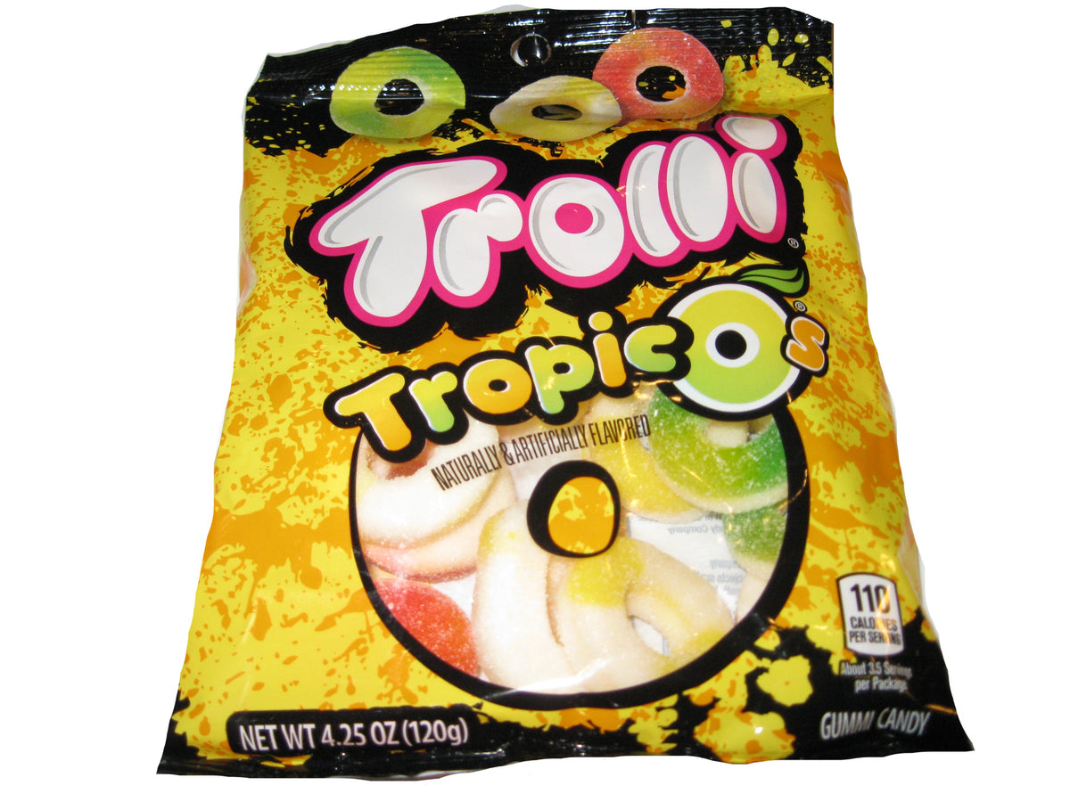 Trolli Gummy Tropical Rings 4.25oz bag or 12ct case — Sweeties Candy of ...