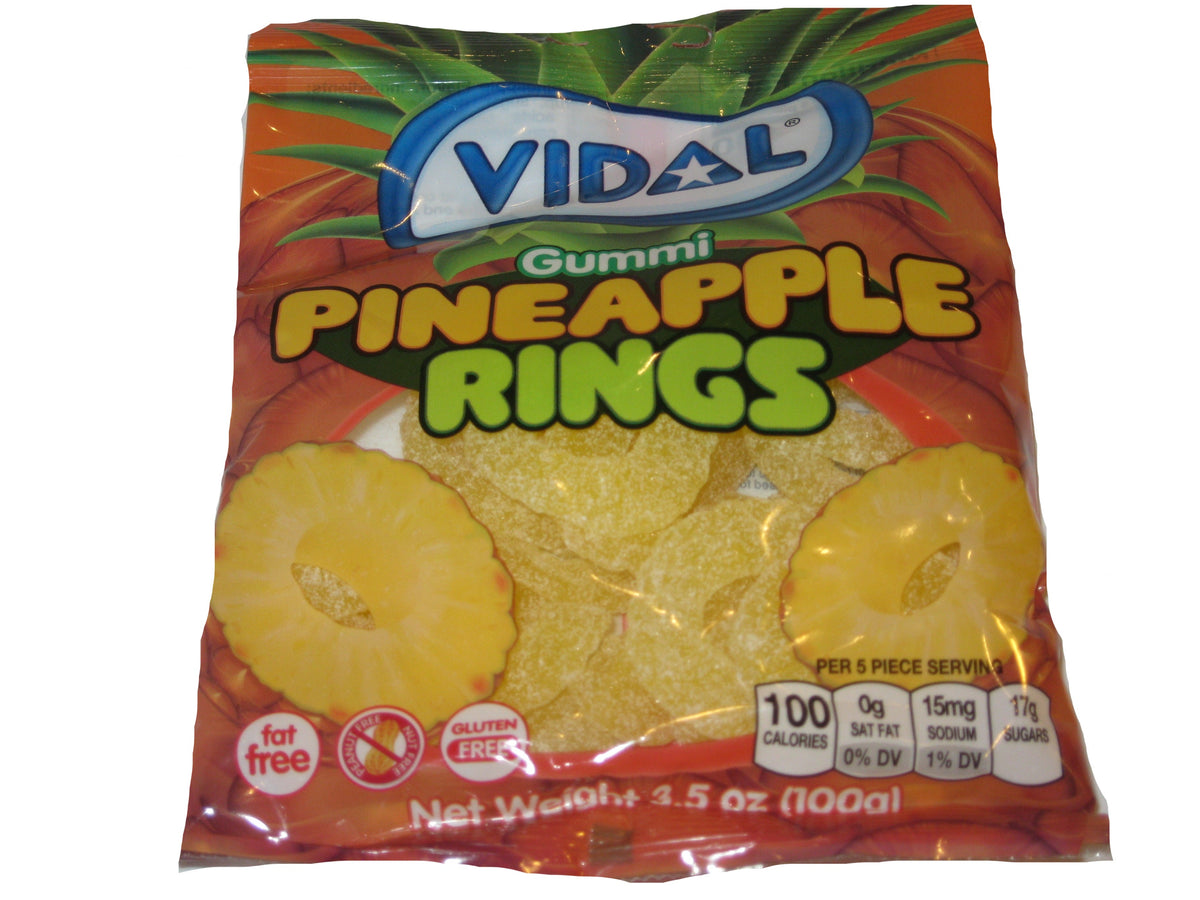 Vidal Gummi Pineapple Rings 3.5oz bag or 14ct case — Sweeties Candy of ...
