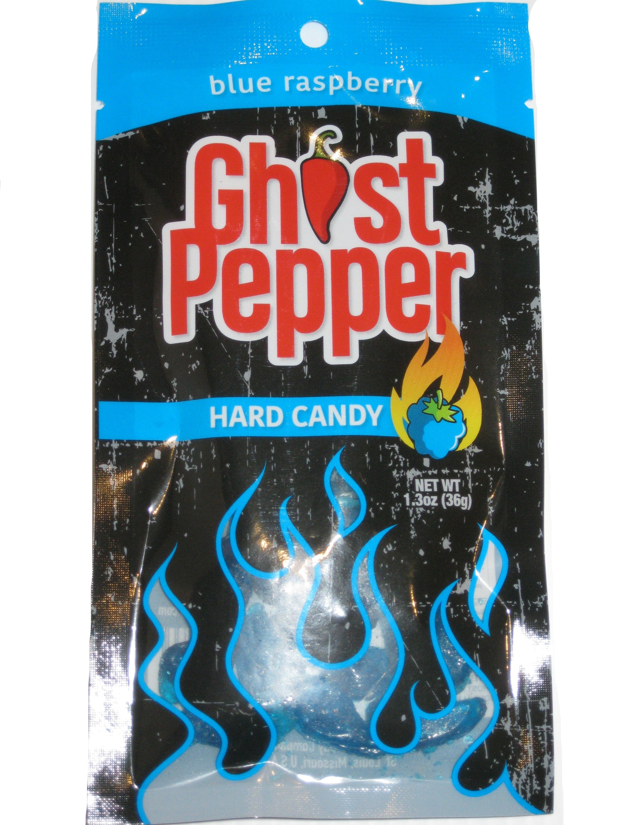 Flamethrower Candy Ghost Pepper Hard Candy Blue Raspberry 1.3oz pack ...