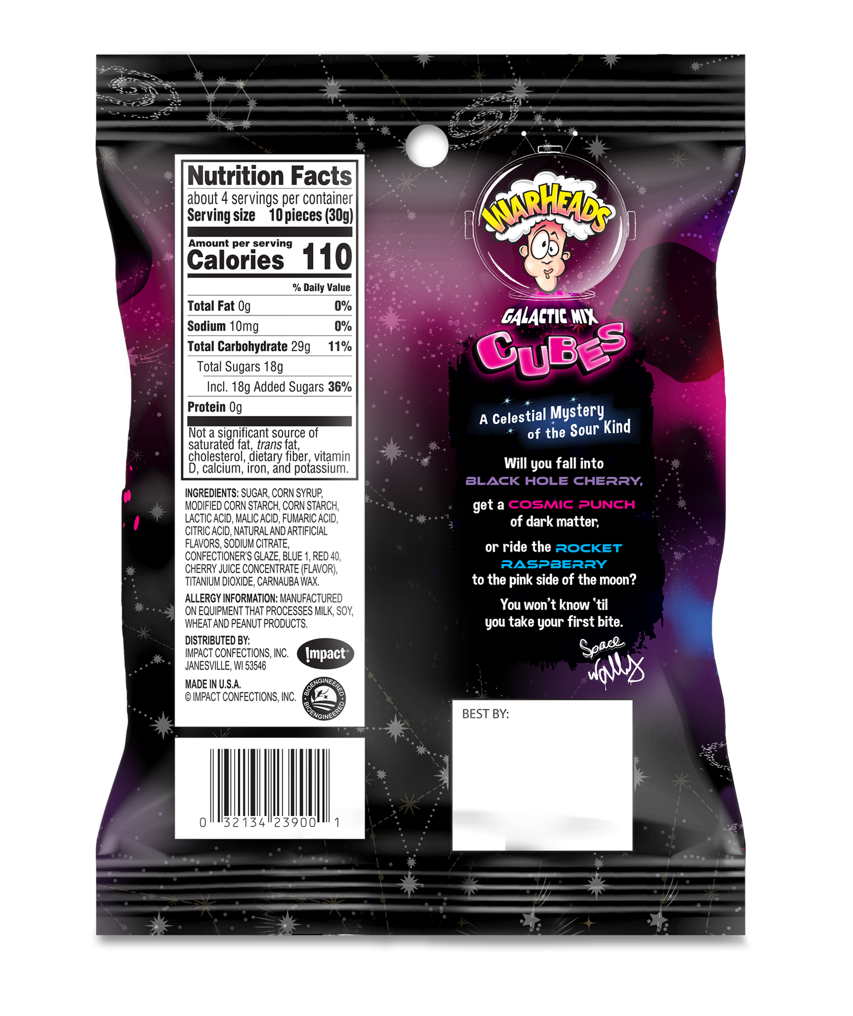 Warheads Galactic Mix Sour Chewy Cubes 4.5oz bag or 12ct case ...
